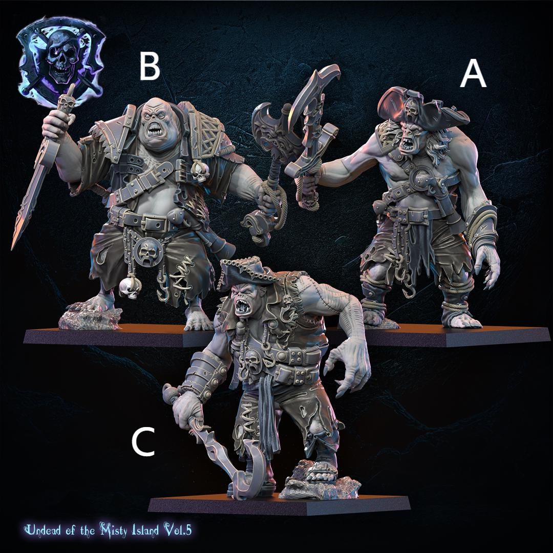 Undead Pirate Ogre Miniature - Lost Kingdom Miniatures | Zombie Pirate ...