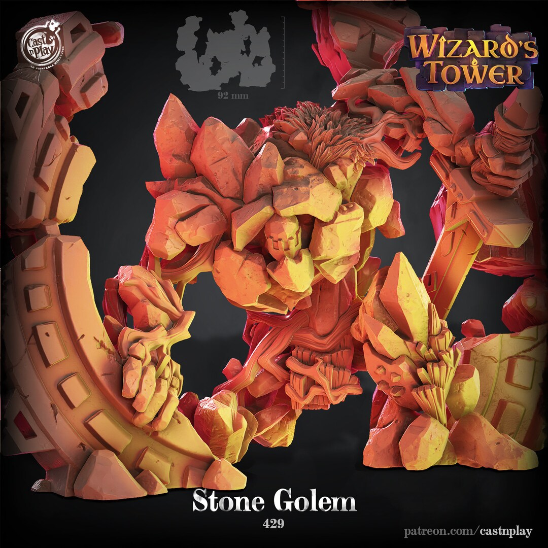 Stone Golem Miniature - Castnplay | Earth Elemental Model | Dungeons ...