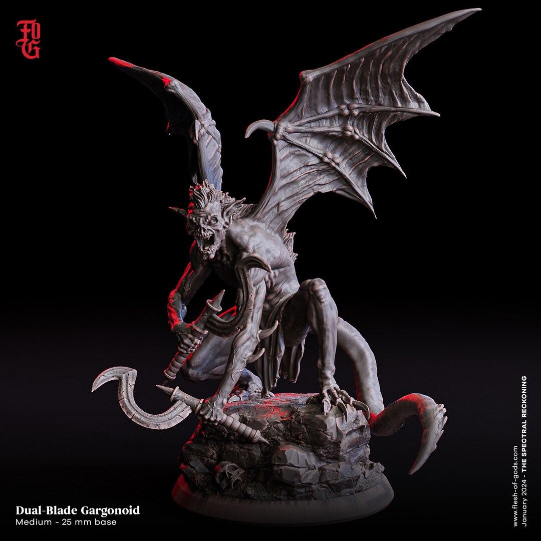 Demon Spawn Warrior Miniature - Flesh of Gods | Gargoyle Chaos Fury ...