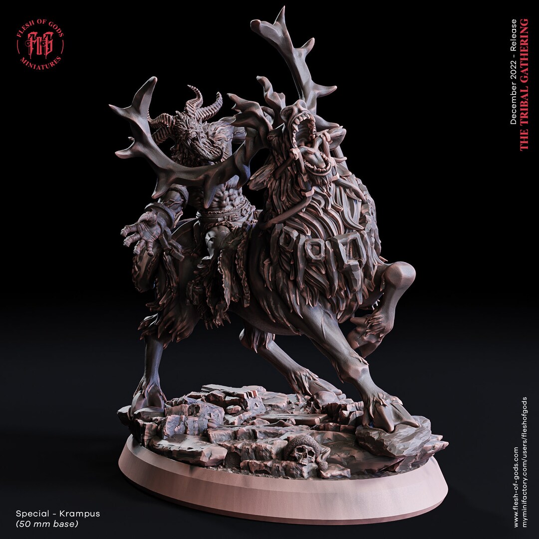 Krampus Miniature - Flesh of Gods | Mounted Demon Model | Dungeons and ...