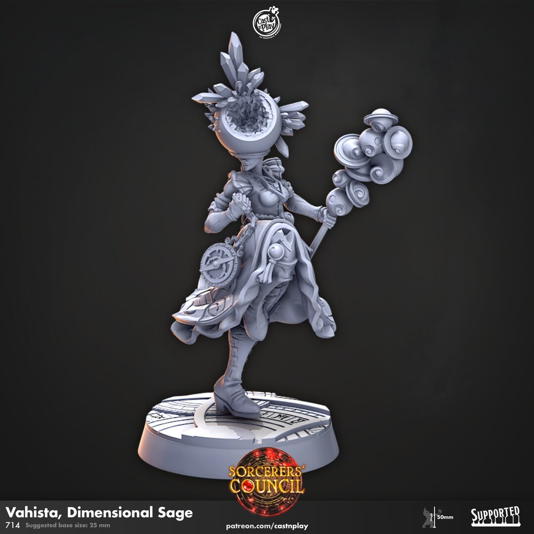 Female Human Sorcerer Miniature Castnplay Archmage Chronomancer Model ...