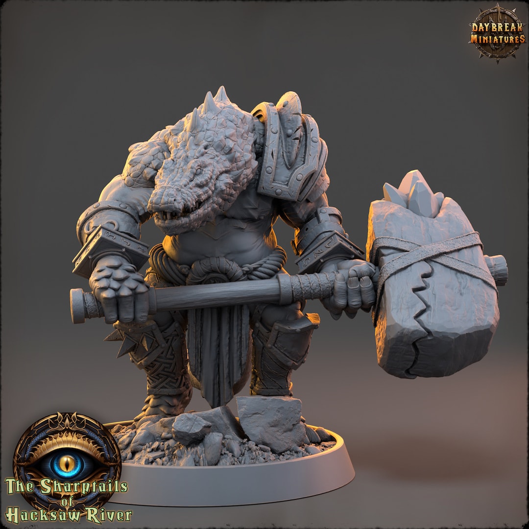Crocodile Barbarian Miniature - Daybreak Miniatures | Lizardmen ...