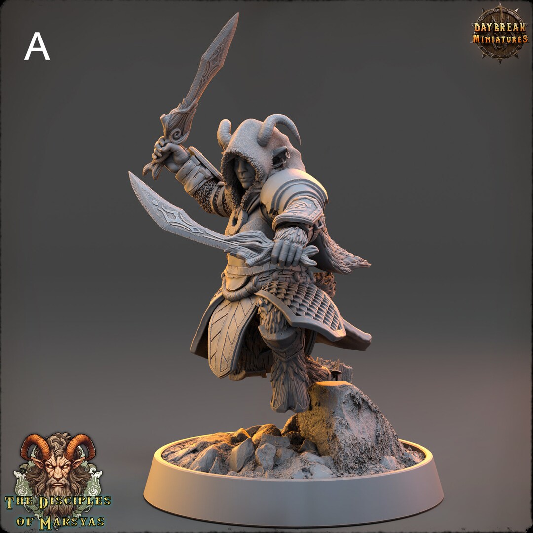 Female Satyr Rogue Miniatures - Daybreak Miniatures | Faun Assassin ...