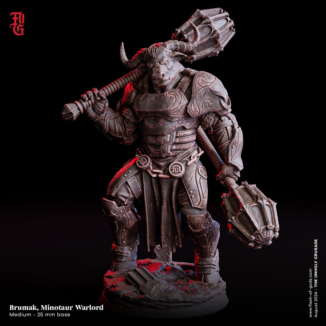 Male Minotaur Barbarian Miniature - Flesh of Gods | Beastmen Bullgor ...