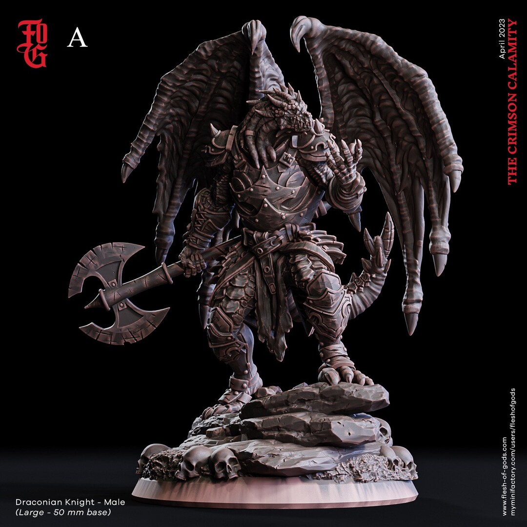 Dragonborn Barbarian Miniatures Flesh of Gods Lizardmen Models Winged ...