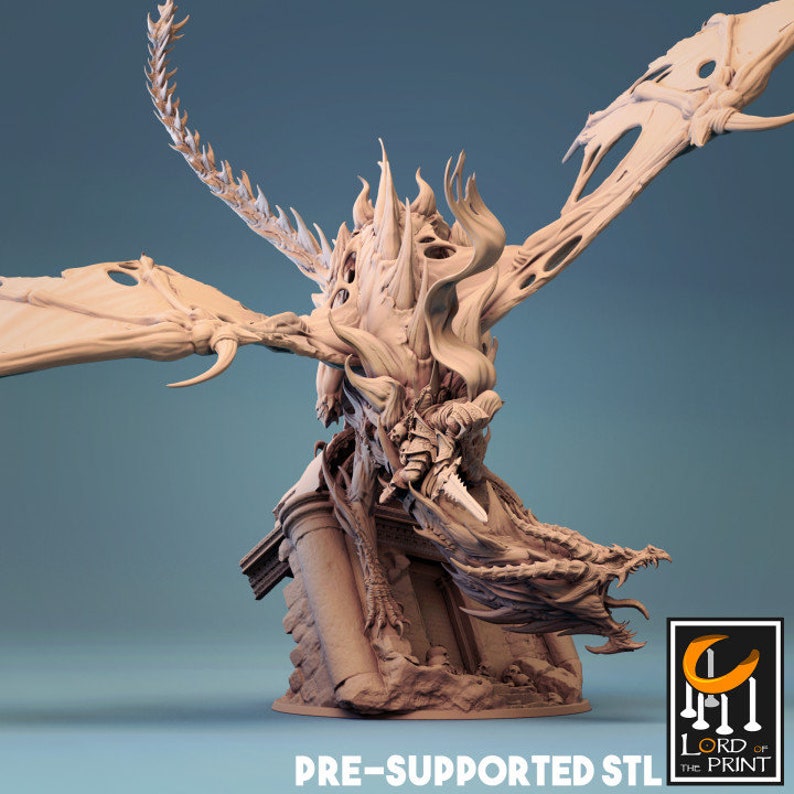 Undead Dragon Miniature - Lord of the Print | Dracolich Model | Vampire ...