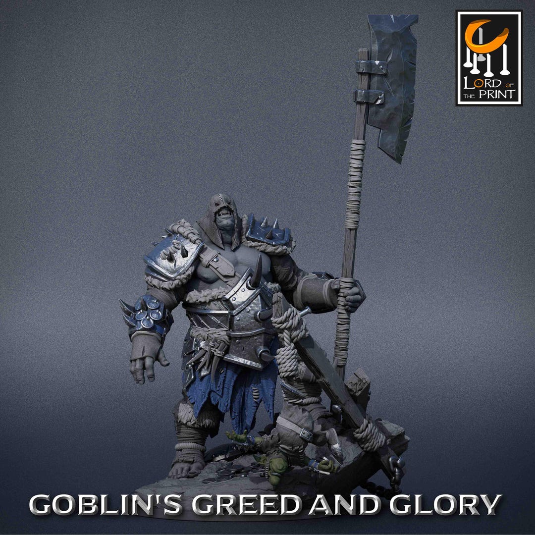 Ogre Executioner Miniature - Lord of the Print | Troll Berserker Model ...