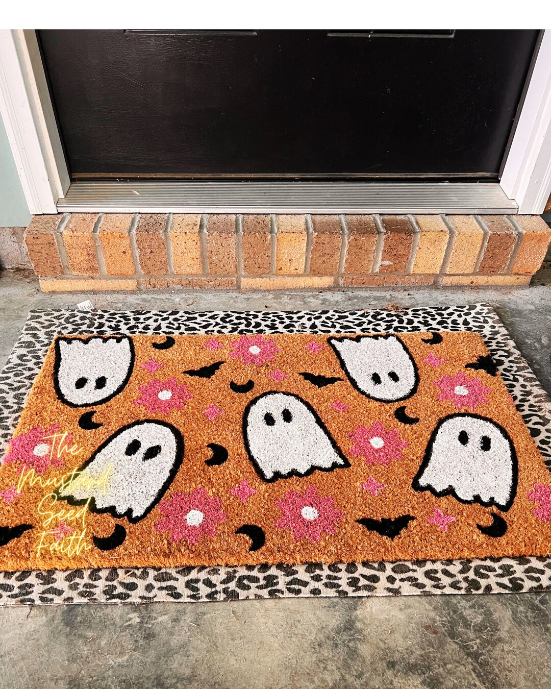 Fall Halloween Doormat, Pumpkin, Pumpkin Doormat, , Floral Ghost Pink ...