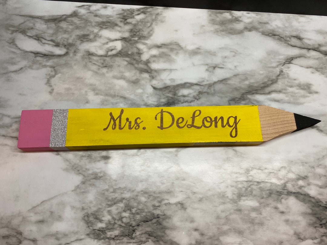 Back to School Teacher Name Pencil Plaque Desk Top - Etsy
