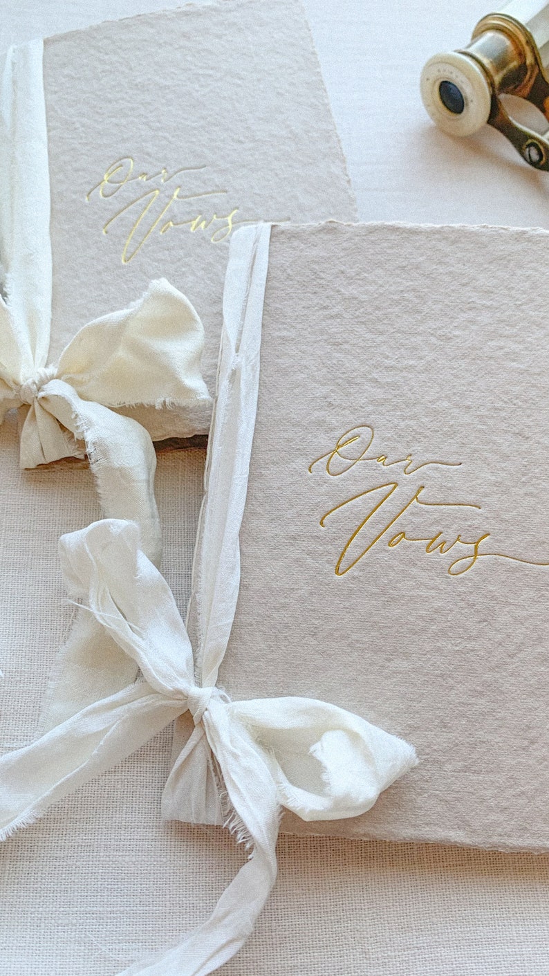 Vow Book Set With Gold Foil Printing. Simple and Elegant With 8 Pages ...