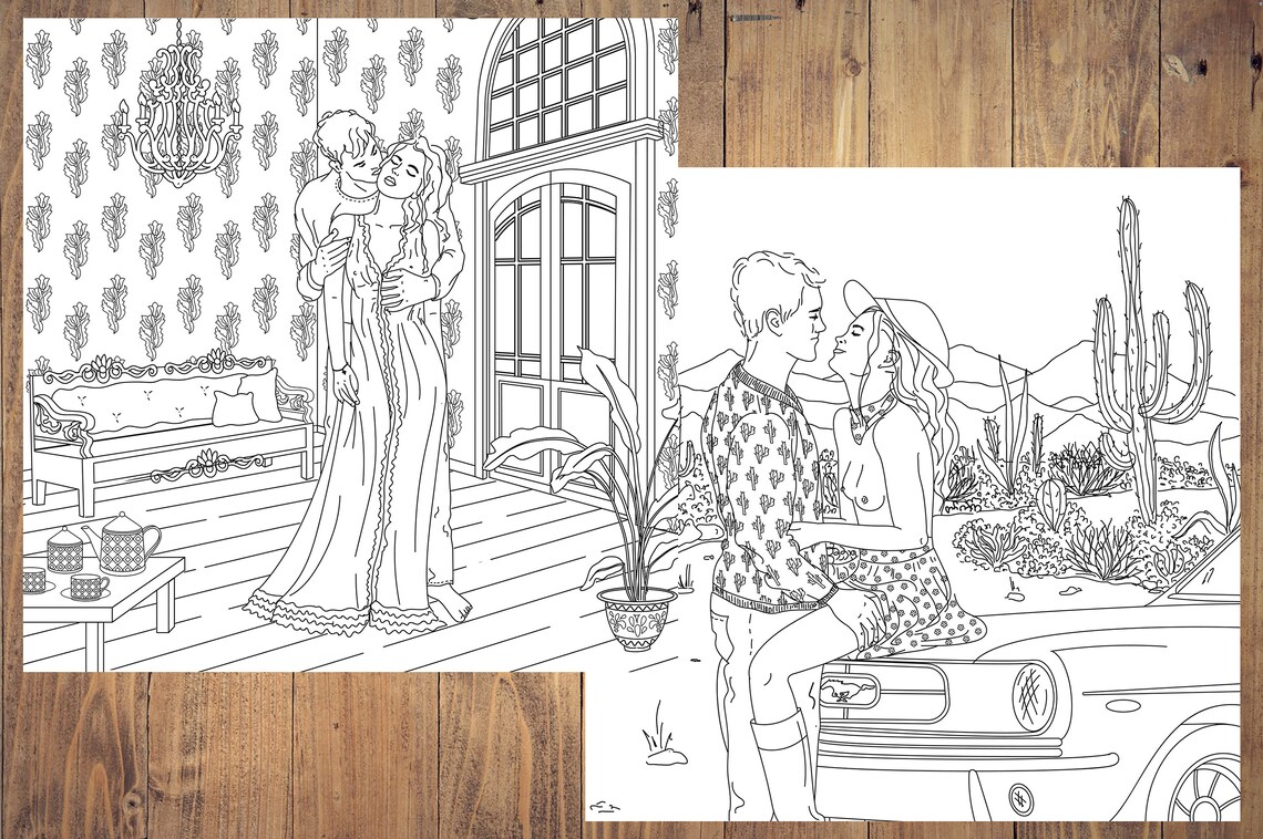 Erotic Coloring Book For Adults Adult Coloring Book Romantic Etsy