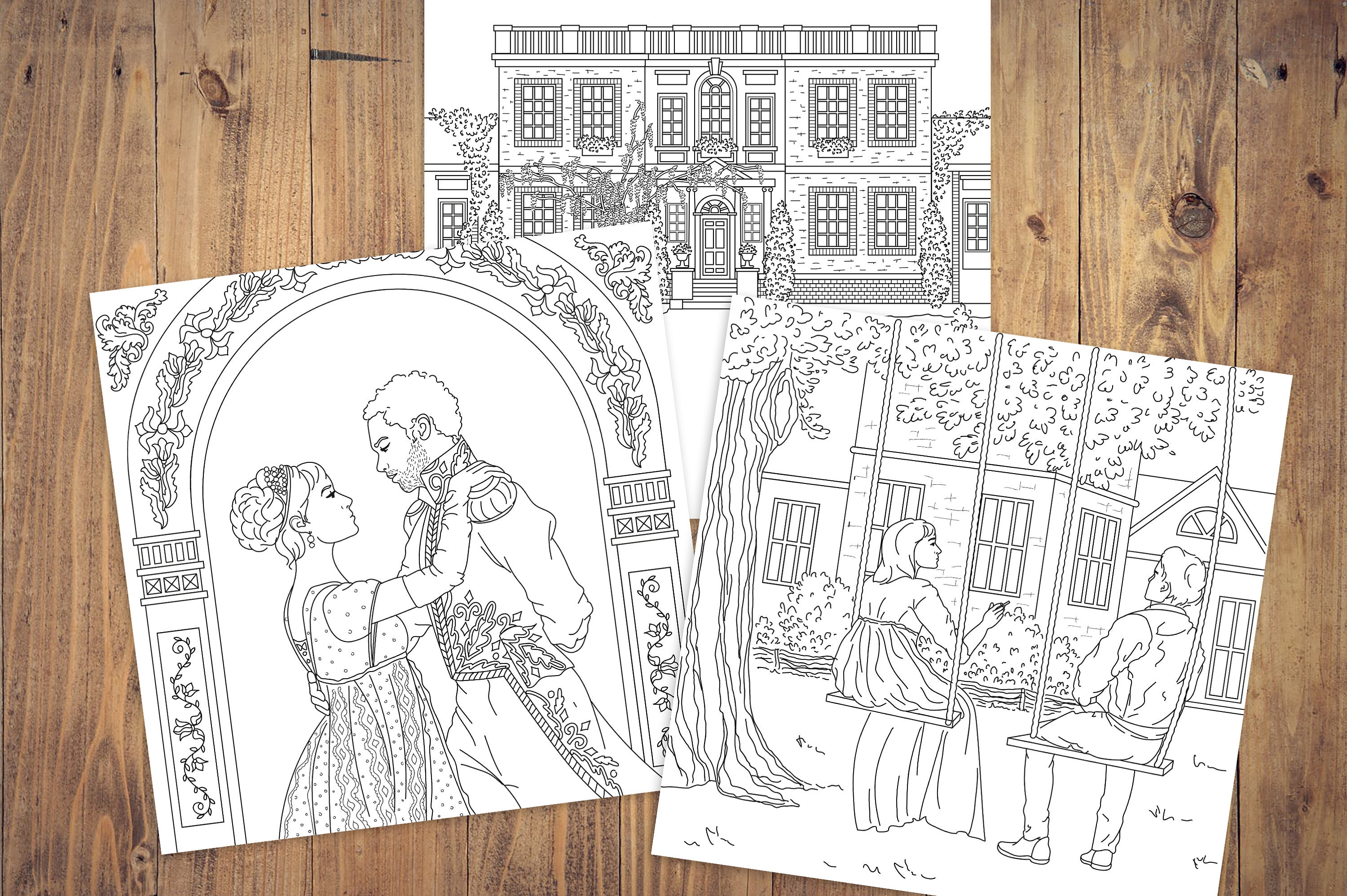 Bridgerton Coloring Pages Printable Romantic Coloring Book | Etsy