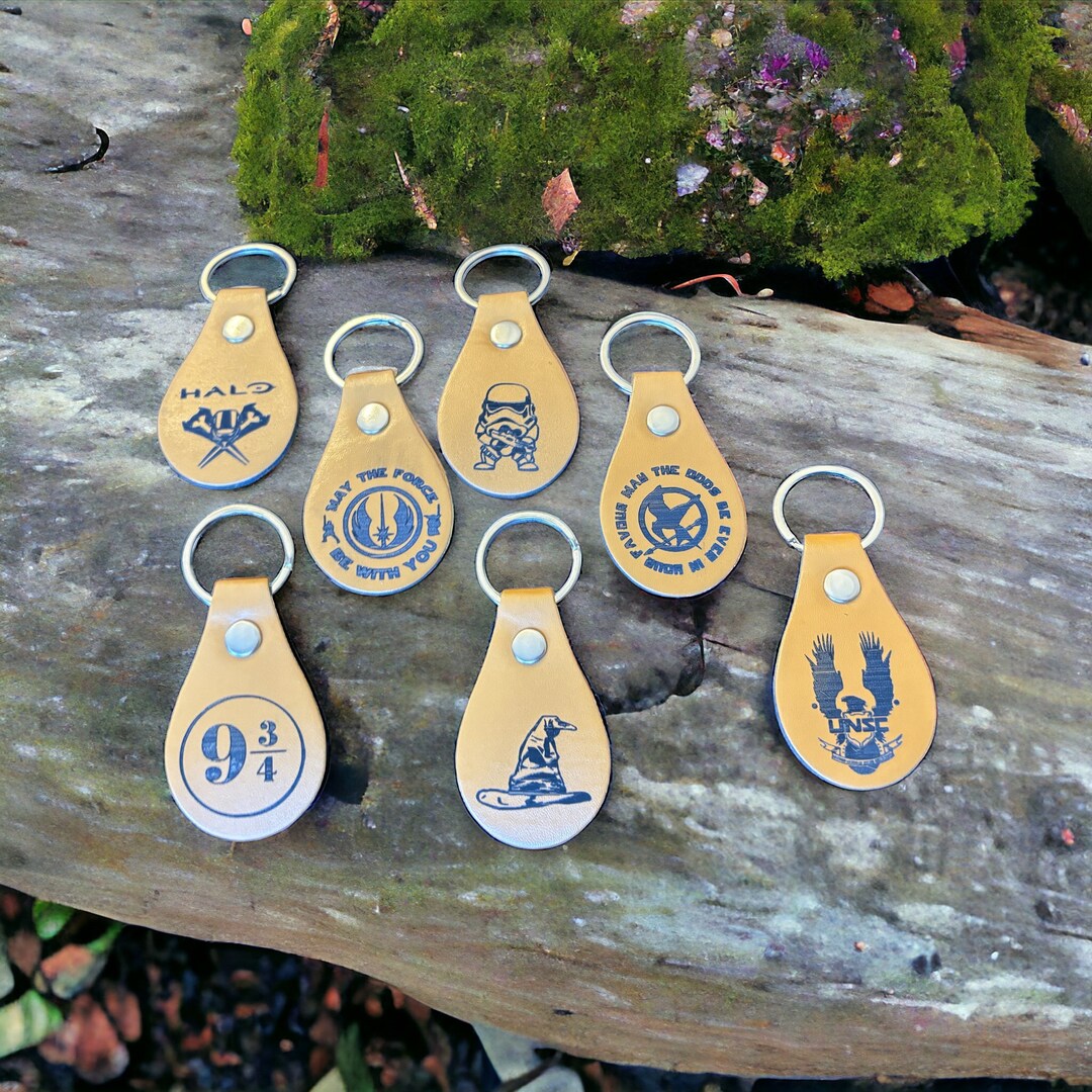 Movie and Video Game Themed Leather Keychains - Etsy