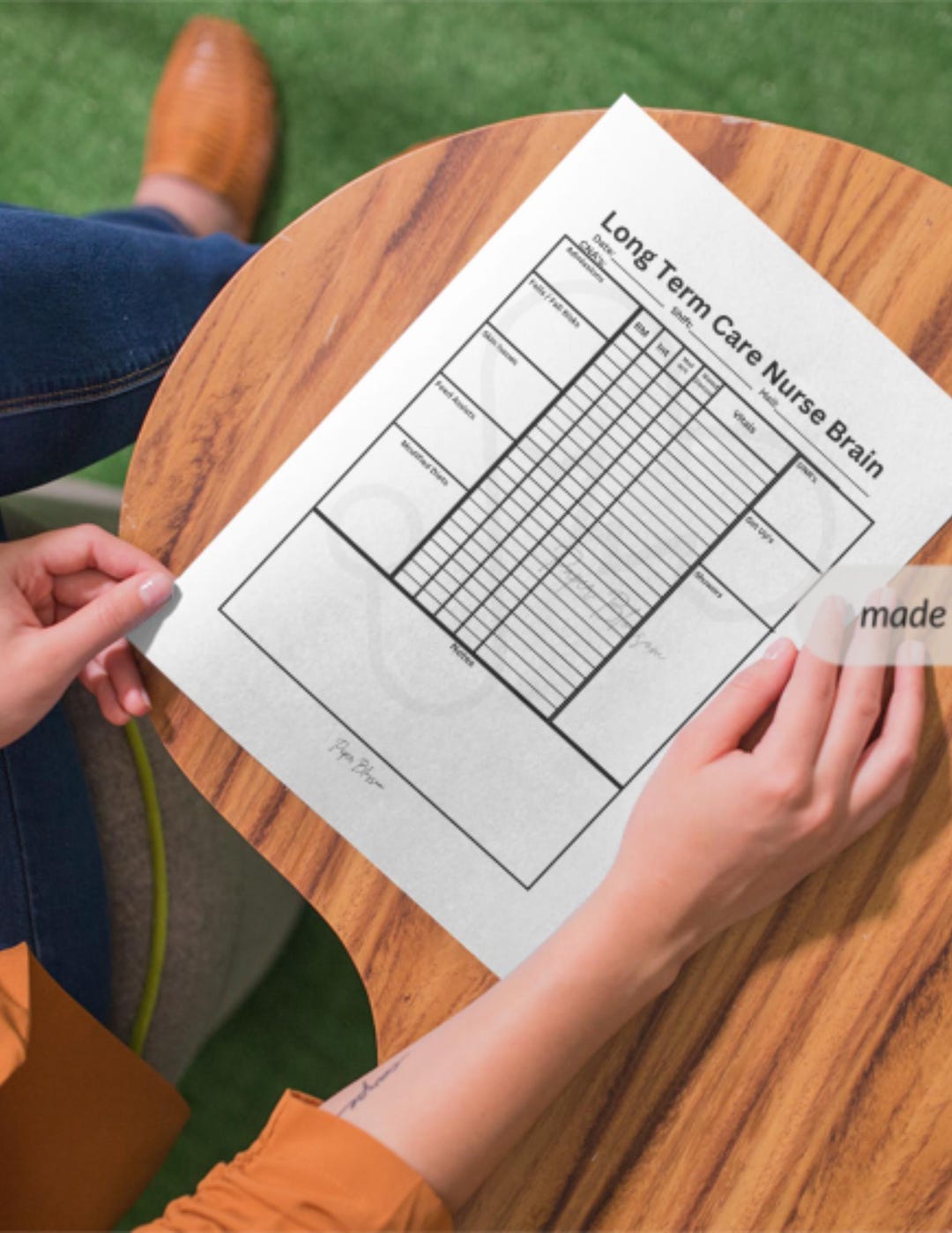 LTC Nurse Brain Sheet Printable HIPAA Compliant Nursing Report Custom ...