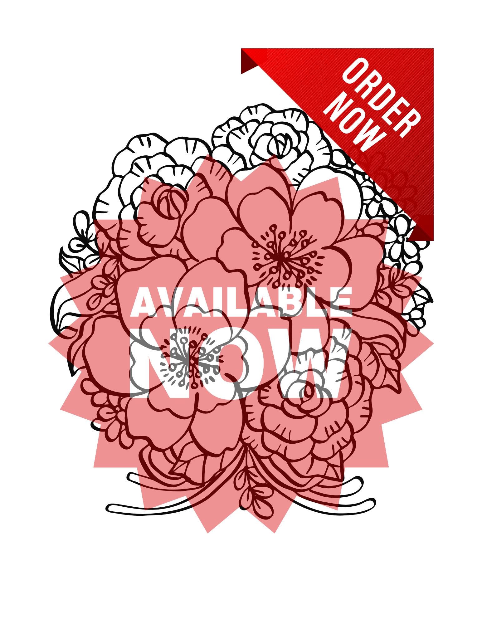 Printable Floral Coloring Pages | 3-page Flower Arrangement Digital ...