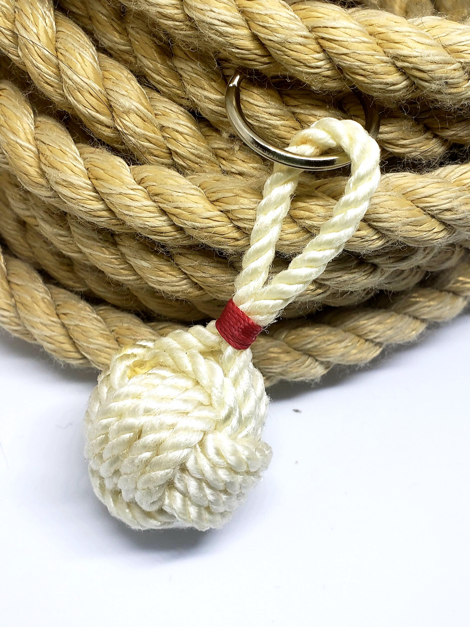 Classic Nautical Rope Keychain Monkey Fist Knot Keyring Boat Key Ring ...