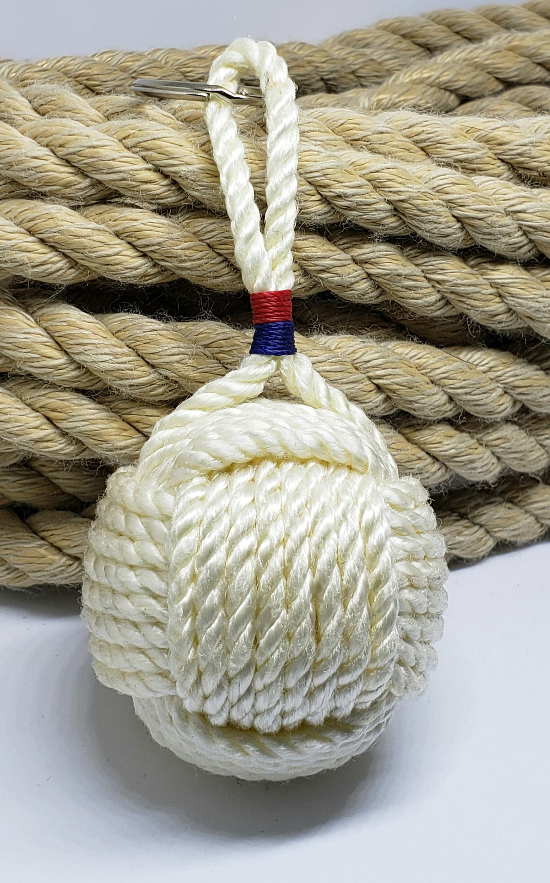 Classic Nautical Rope Keychain Monkey Fist Knot Keyring Boat Key Ring ...