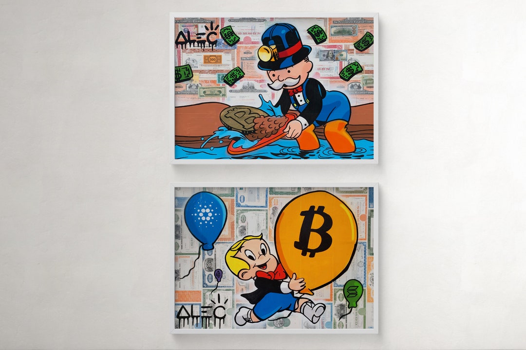 Geld Poster. Set mit 2 Modischen Graffiti In Leinwanddruck. Wohn Dekor ...