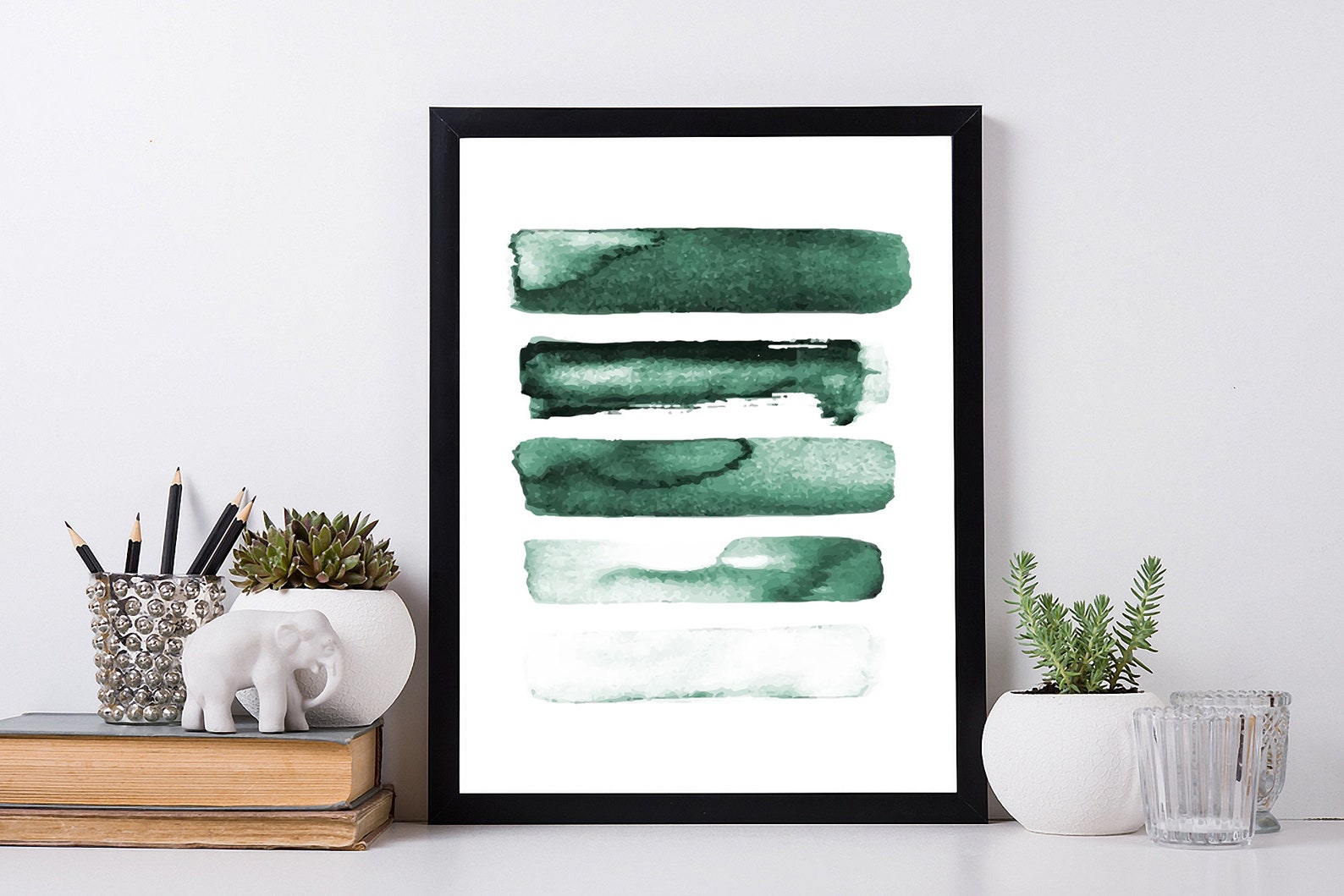 Green Abstract Art Print. Minimalist Watercolor Wall Poster. - Etsy UK