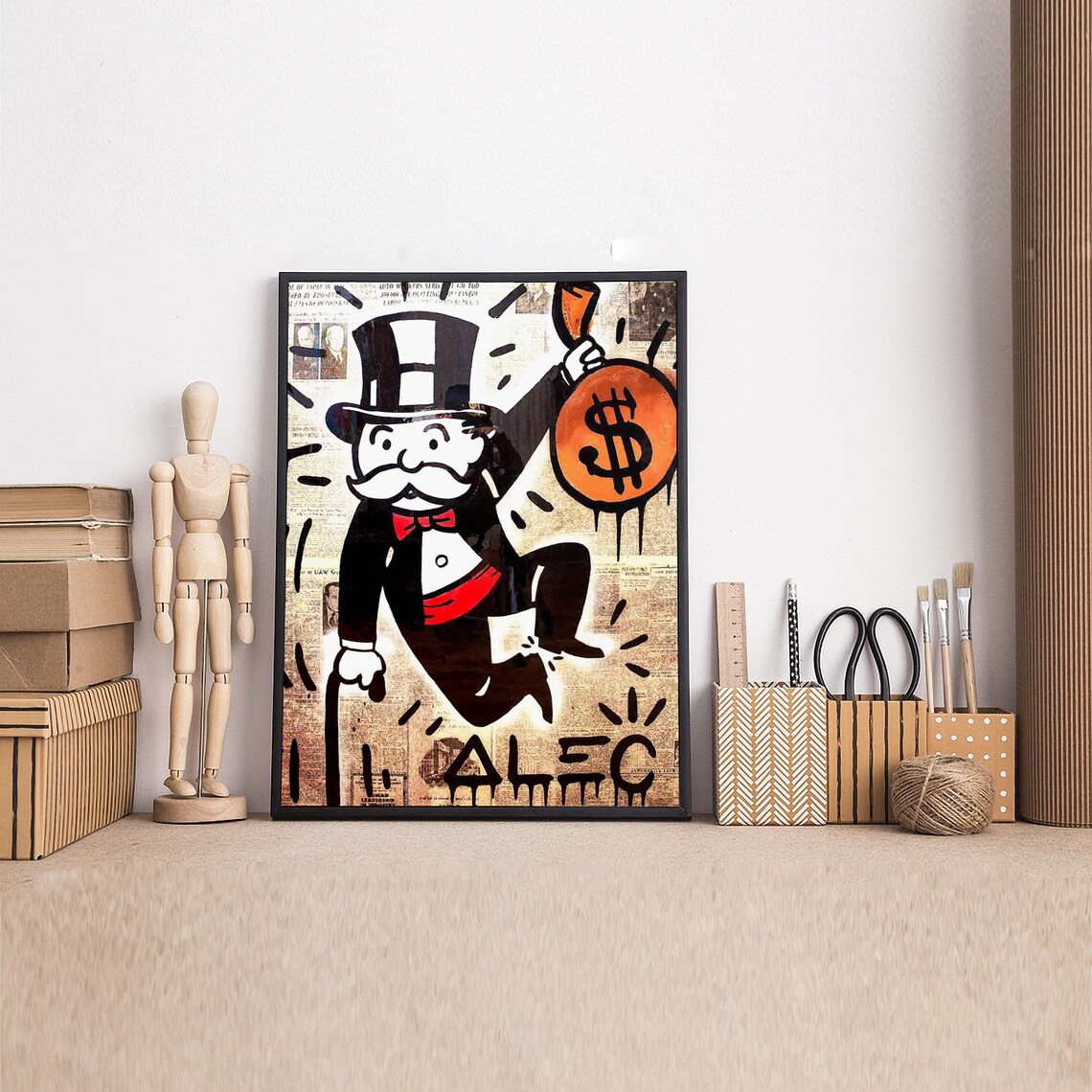 Famous Monopoly Illustration Wall Art Print. Painting Dollar | Etsy