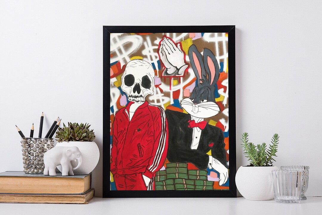 Two Faced Illustration Wall Art Print Decor. Fashionable Living Room ...