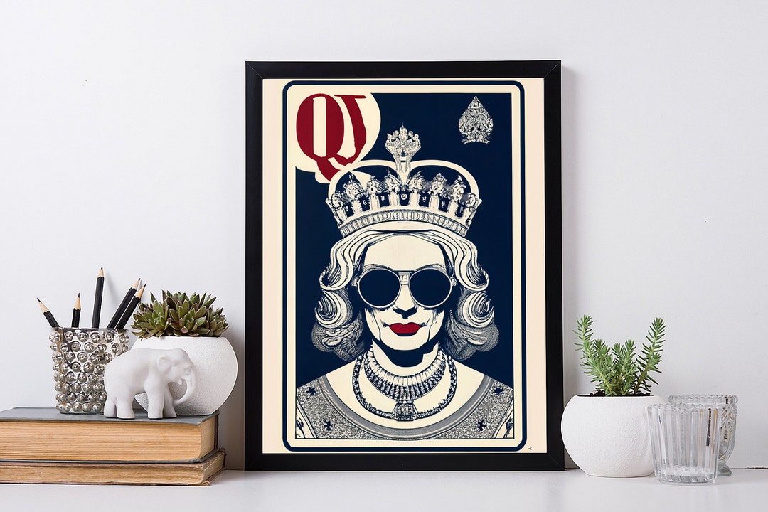 Queen of Hearts Poster. Playing Card Funky Wall Art. Pop Art Decor ...