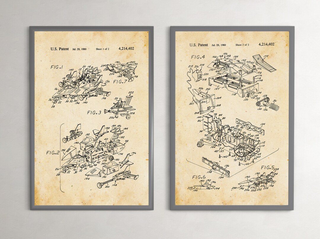 Vintage Aviation Patent Print. Set of 2 Detailed Blueprint of Airplane ...