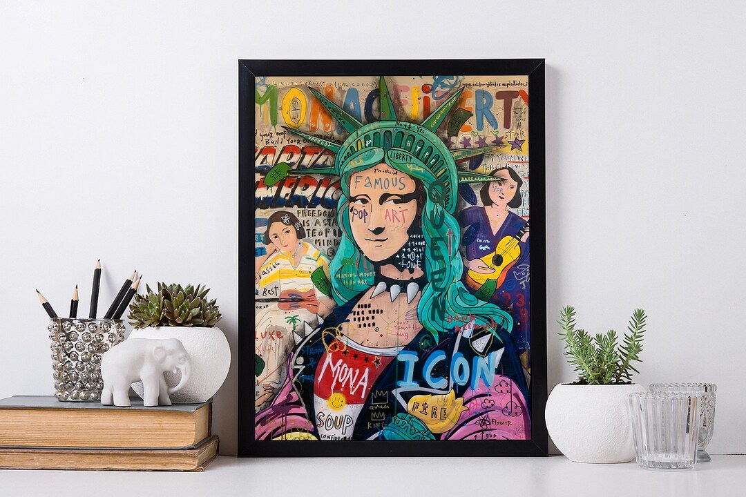 Free Mona Lisa Poster on Canvas. Pop Illustration Painting Print Wall ...