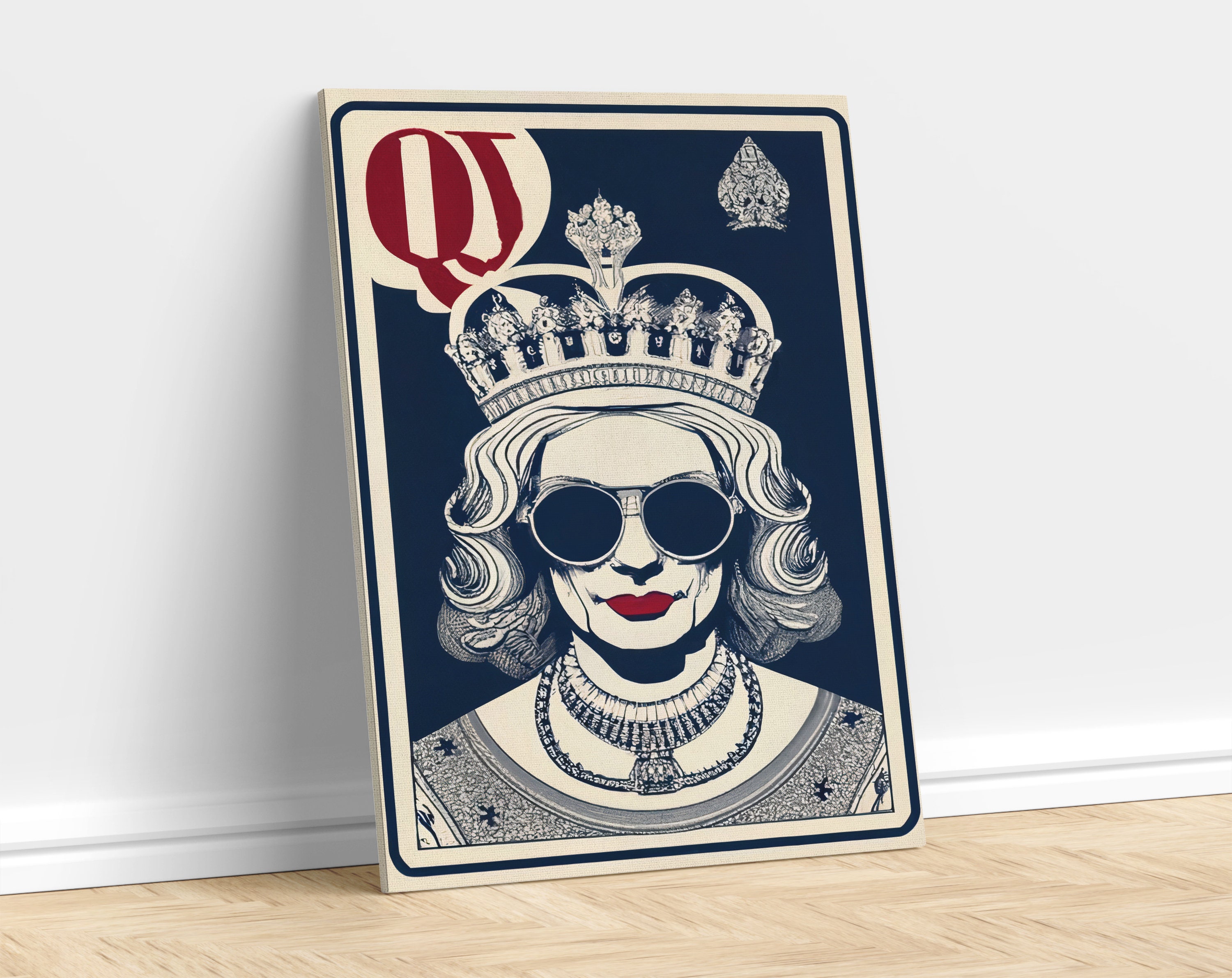 Queen of Hearts Poster. Playing Card Funky Wall Art. Pop Art - Etsy