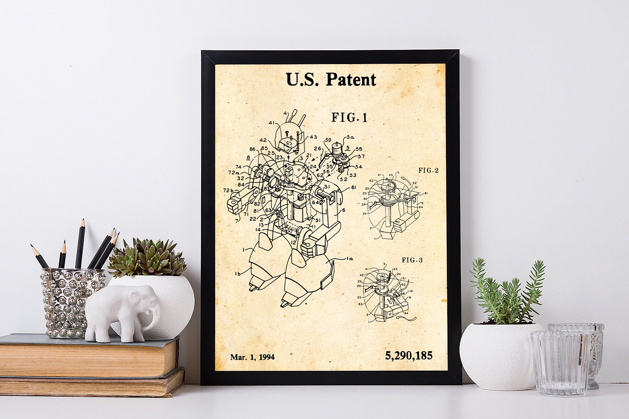 Vintage Robot Patent Blueprint Art Print. Technical Illustration ...