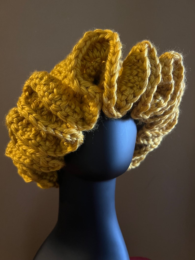 Yellow-gold Handmade Crochet Chunky Ruffle Bucket Hat - Etsy