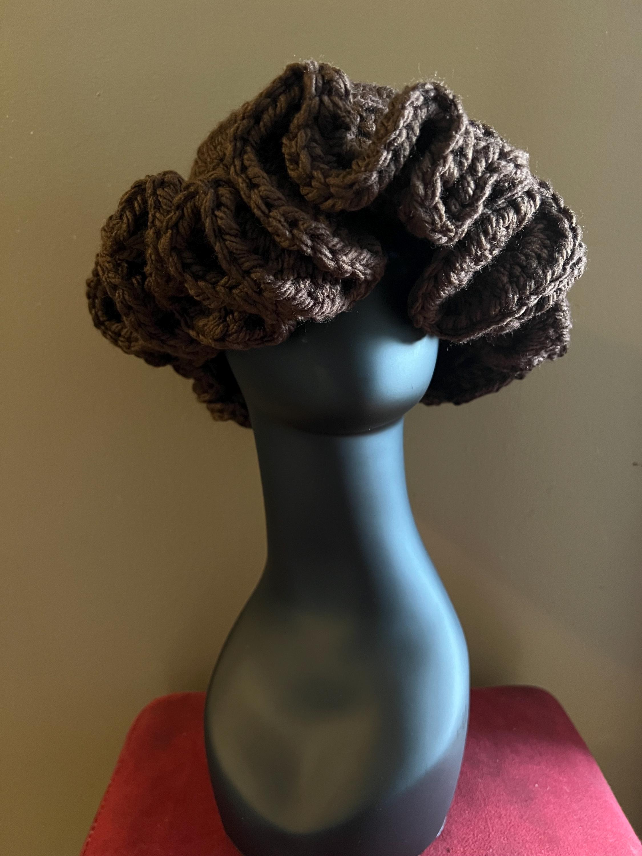 Chocolate Brown Crochet Ruffle Hat - Etsy