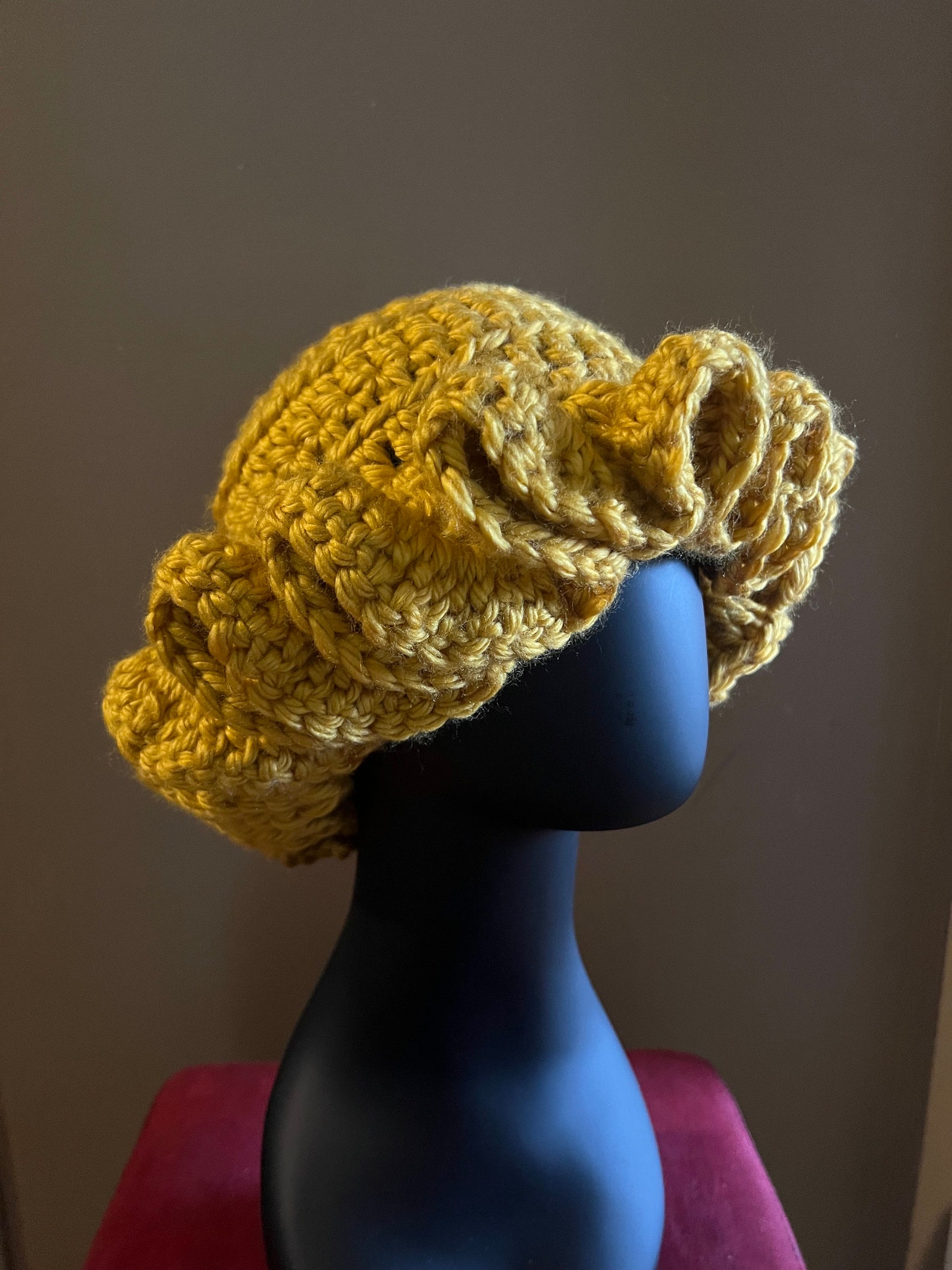 Yellow-gold Handmade Crochet Chunky Ruffle Bucket Hat - Etsy