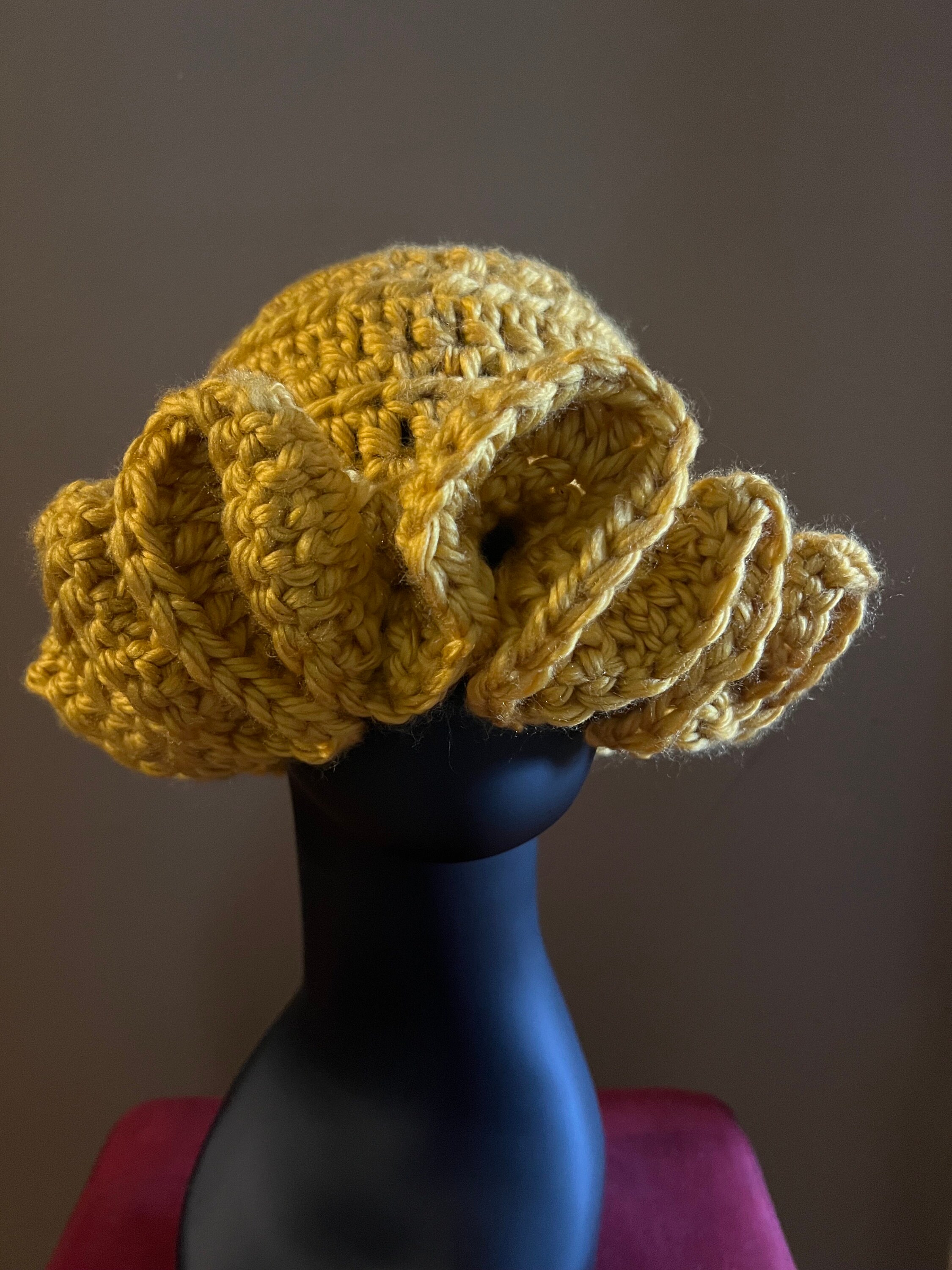 Yellow-gold Handmade Crochet Chunky Ruffle Bucket Hat - Etsy