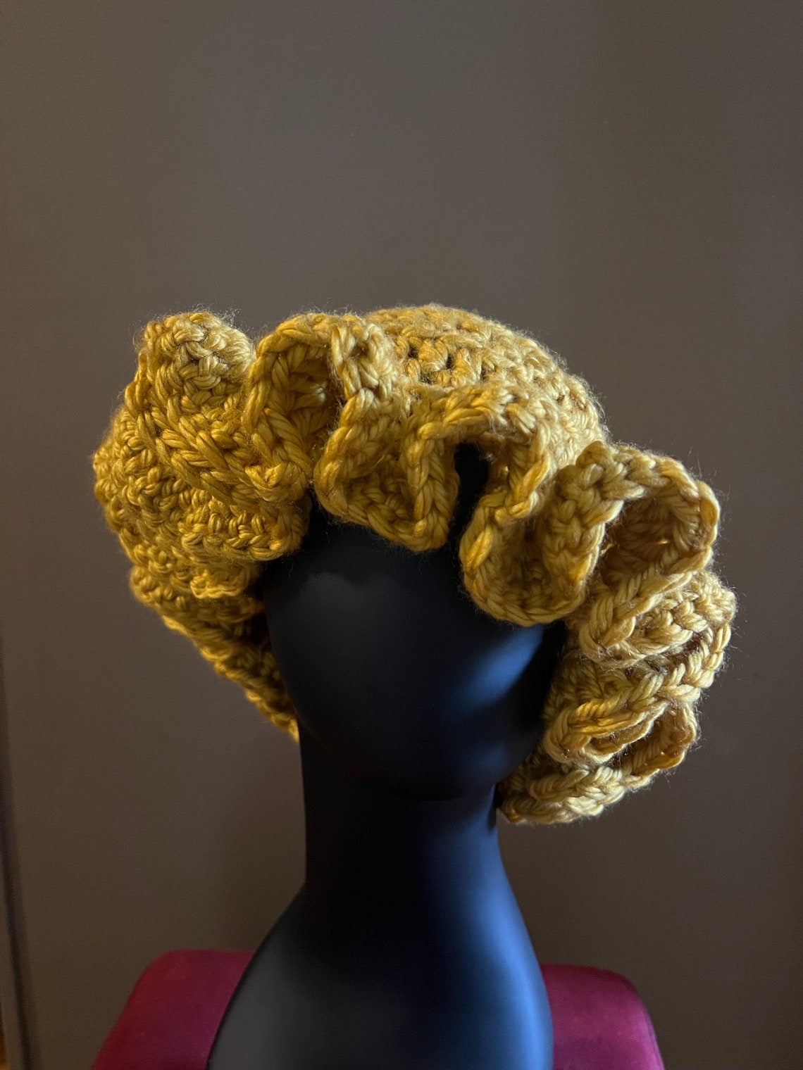 Yellow-gold Handmade Crochet Chunky Ruffle Bucket Hat - Etsy