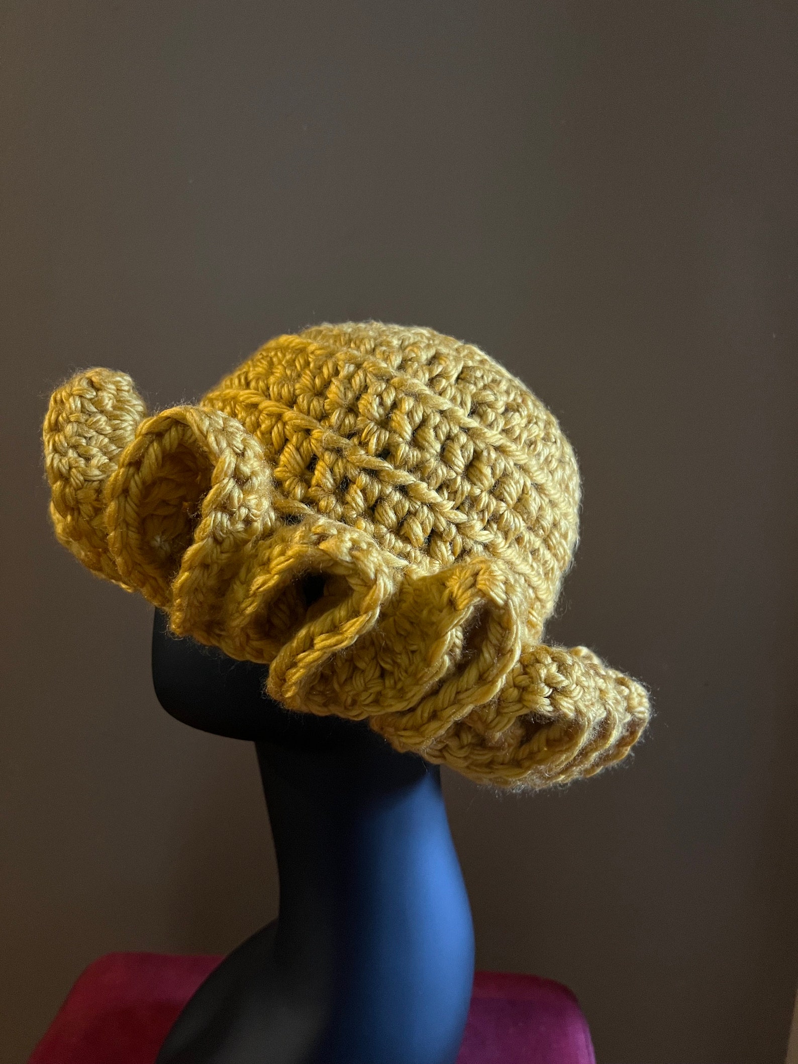 Yellow-gold Handmade Crochet Chunky Ruffle Bucket Hat - Etsy
