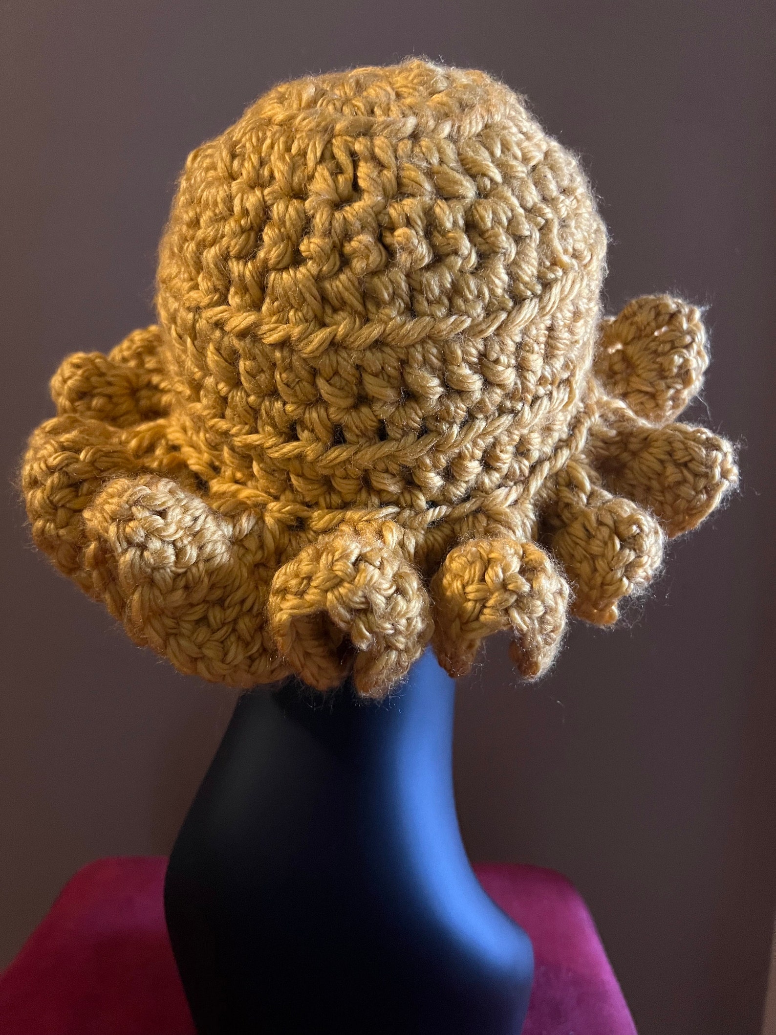 Yellow-gold Handmade Crochet Chunky Ruffle Bucket Hat - Etsy