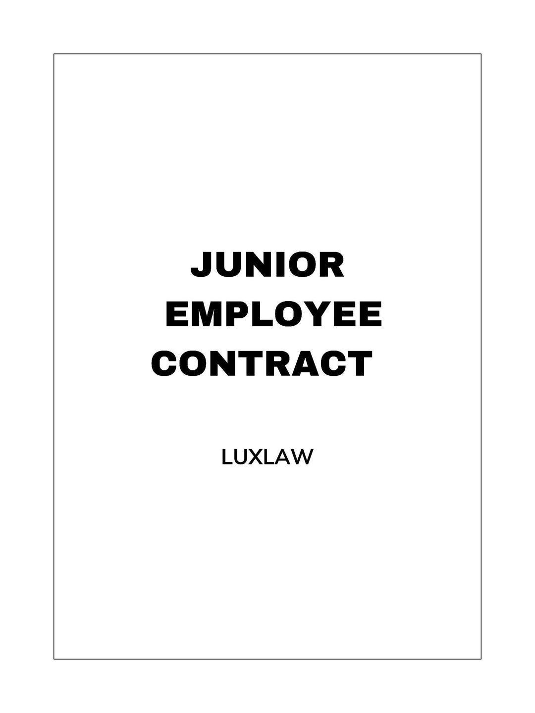 Junior Employee Employment Contract - Etsy