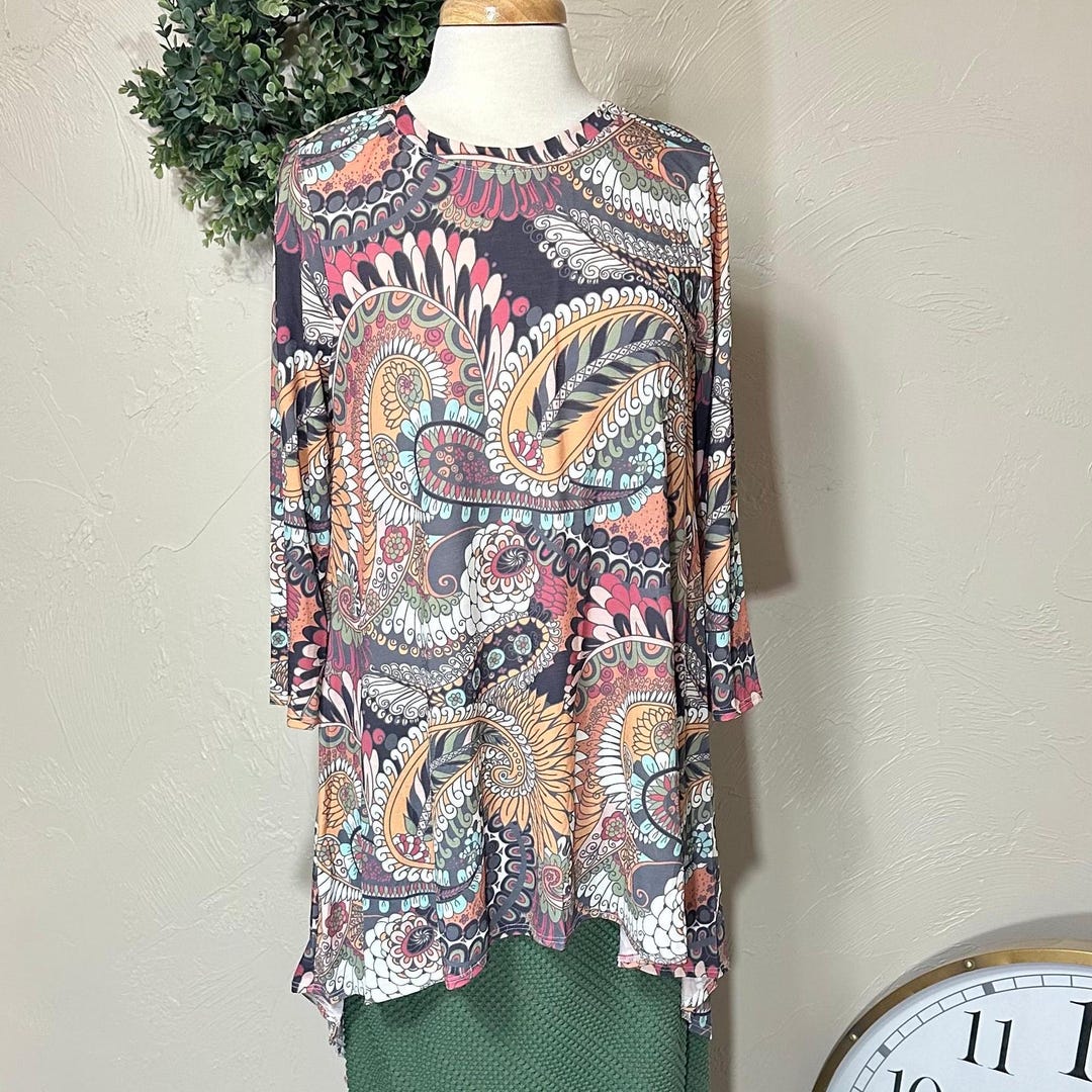 Cassie Paisley Hi Low Tunic Top High Low - Etsy