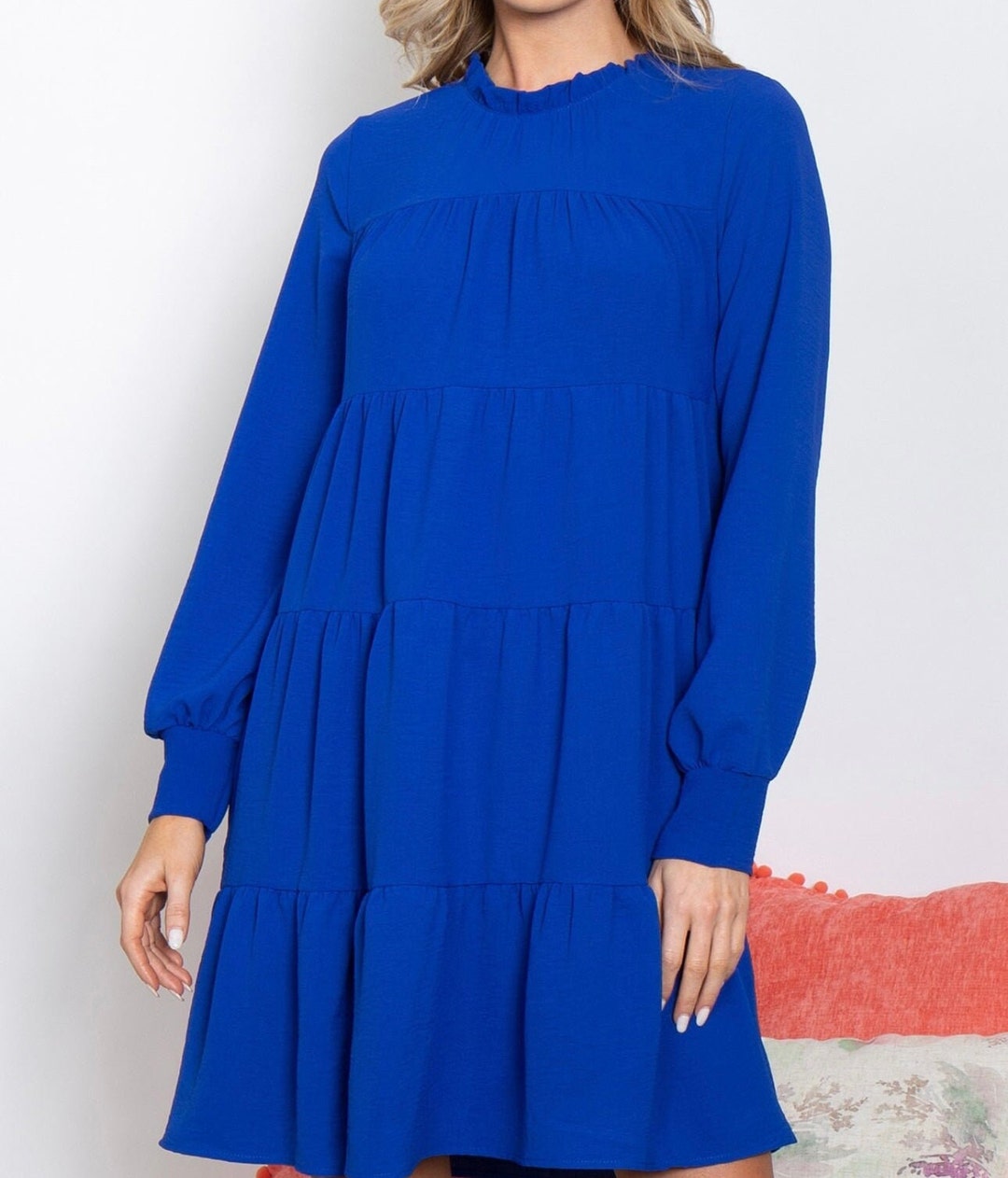 Women's Royal Blue Tunic Blouse Women's Top Tiered Women's Dress Top ...