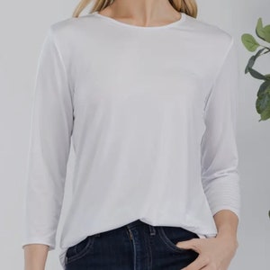 Women's Modest White Layering Top 3/4 Sleeves White Blouse Top - Etsy