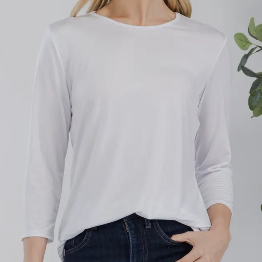 Women's Modest White Layering Top 3/4 Sleeves White Blouse Top - Etsy