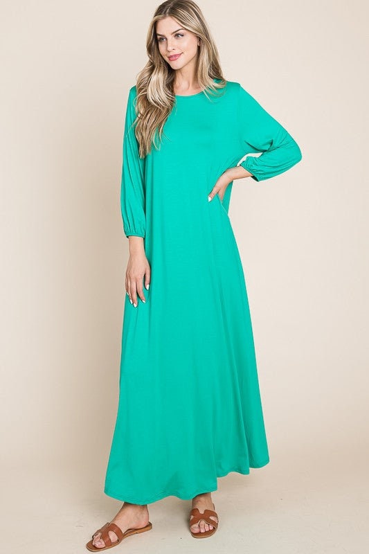 Women's Maxi Dress Modest Layering Dress Green Soft Knit Maxi Layering ...