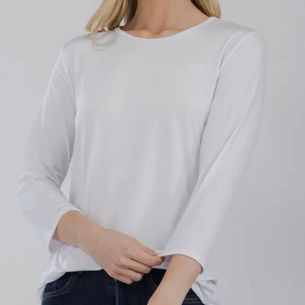 Women's Modest White Layering Top 3/4 Sleeves White Blouse Top - Etsy