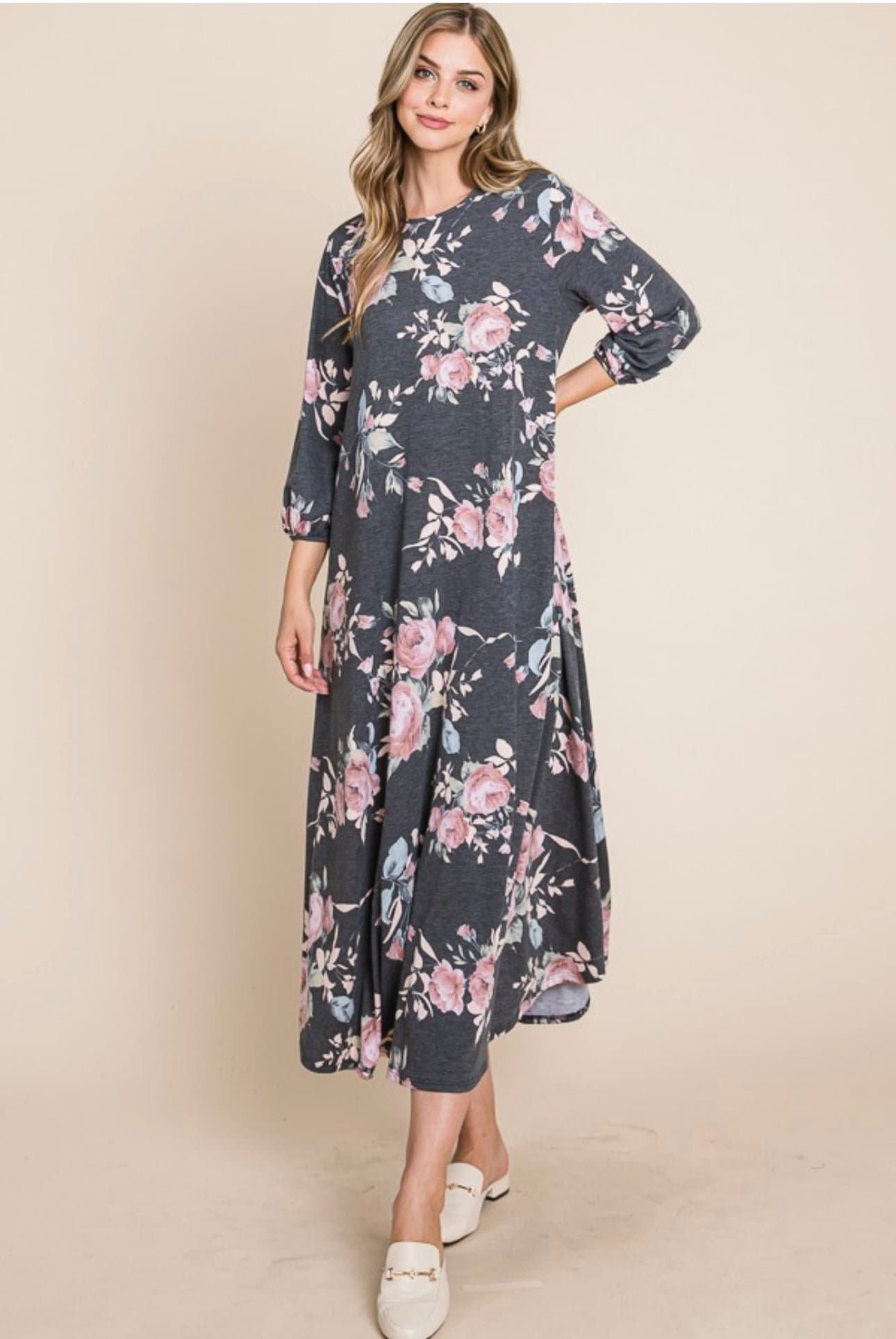 Womens Long Maxi Dress Full Dress Bombom Flowy Maxi Colorful Gray ...