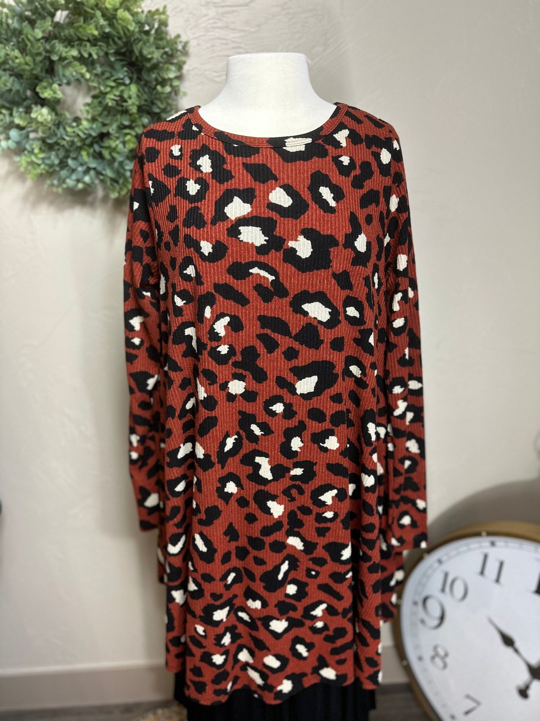 Plus Size Animal Print Rust Animal Print Tunic Top 1x 2x 3x - Etsy