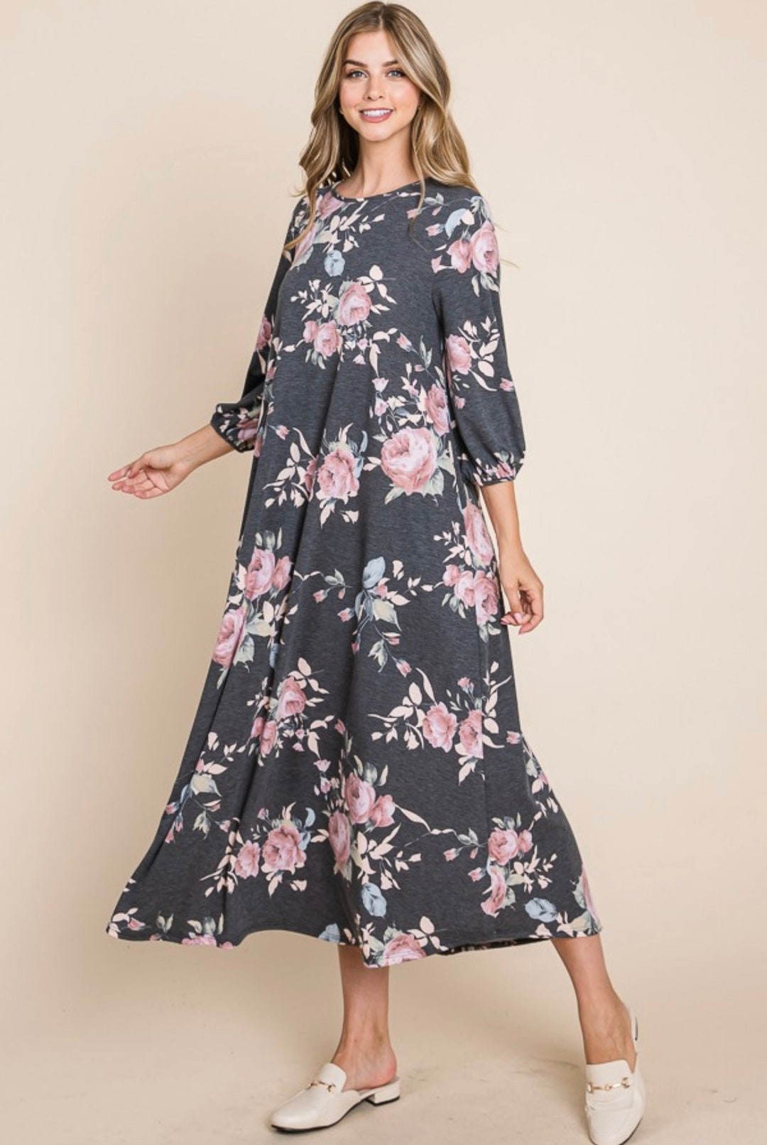 Womens Long Maxi Dress Full Dress Bombom Flowy Maxi Colorful Gray ...