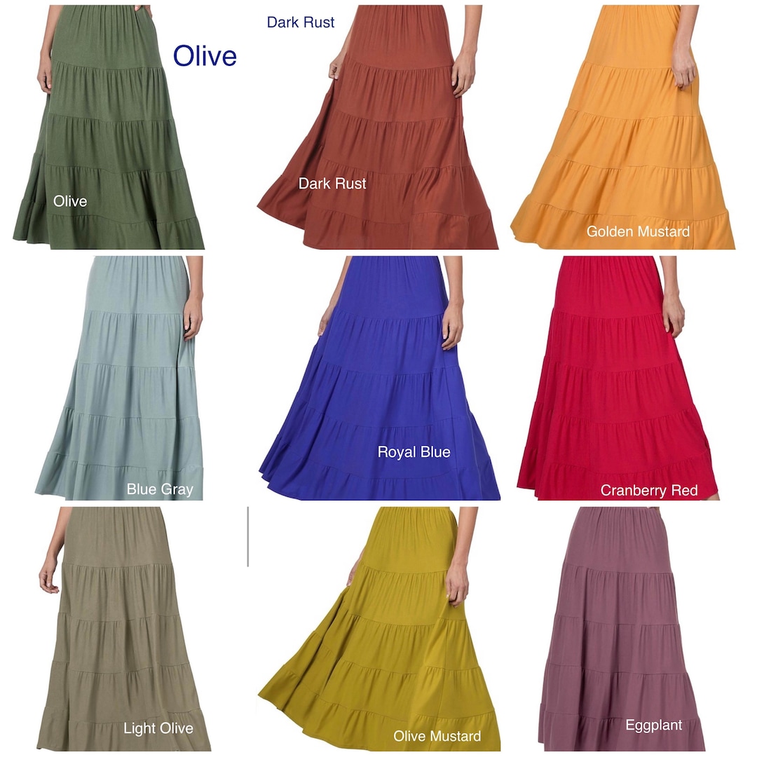 Jayda Womens Long Tiered Modest Skirt Womens Long Boho Skirt Tiered
