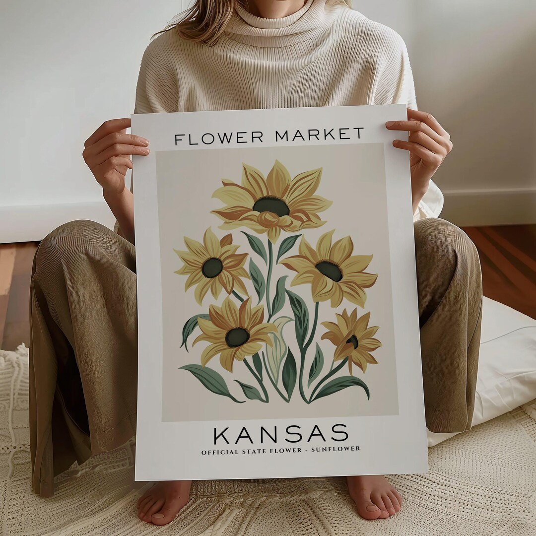 Kansas State Flower Print, Kansas Flower Market Print, Sunflower Art ...