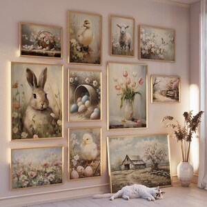 Vintage Spring and Easter Wall Art Set of 15 Prints, Vintage Spring ...